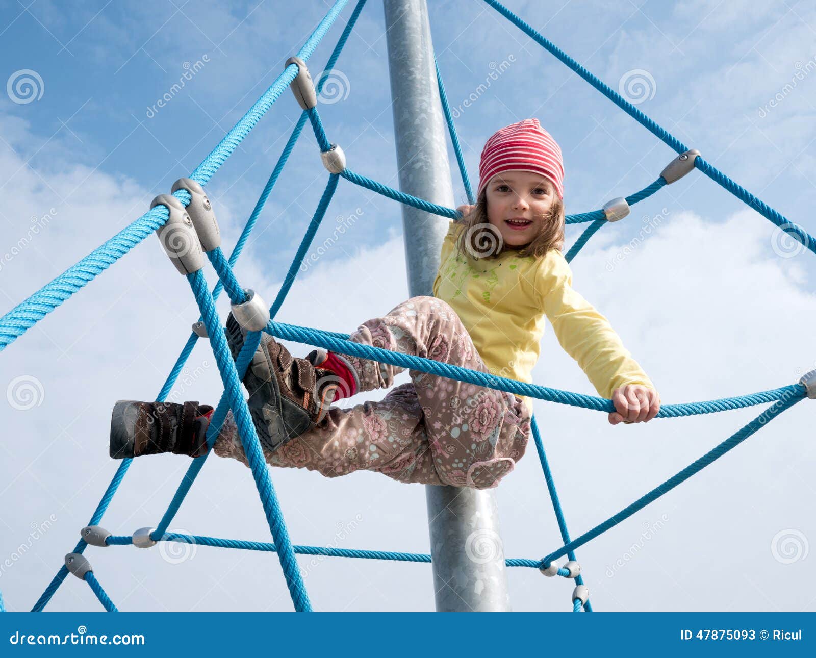 Child on climbing frame stock image. Image of reach, laughing - 47875093