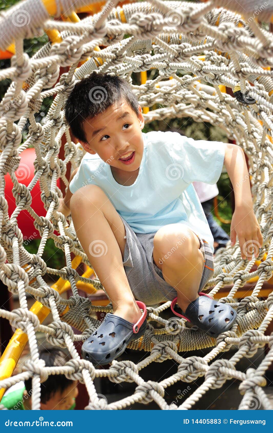 Child Climbing Into Front-loading Washing Machine. Side View. Lack Of ...