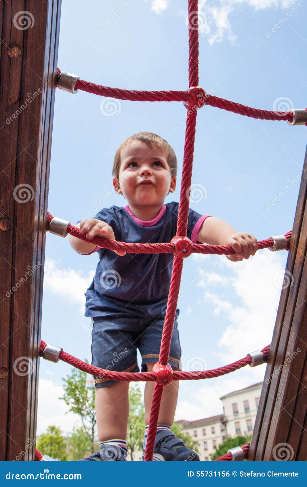 Child Climbing Ropes in a Playground Stock Photo - Image of happiness ...