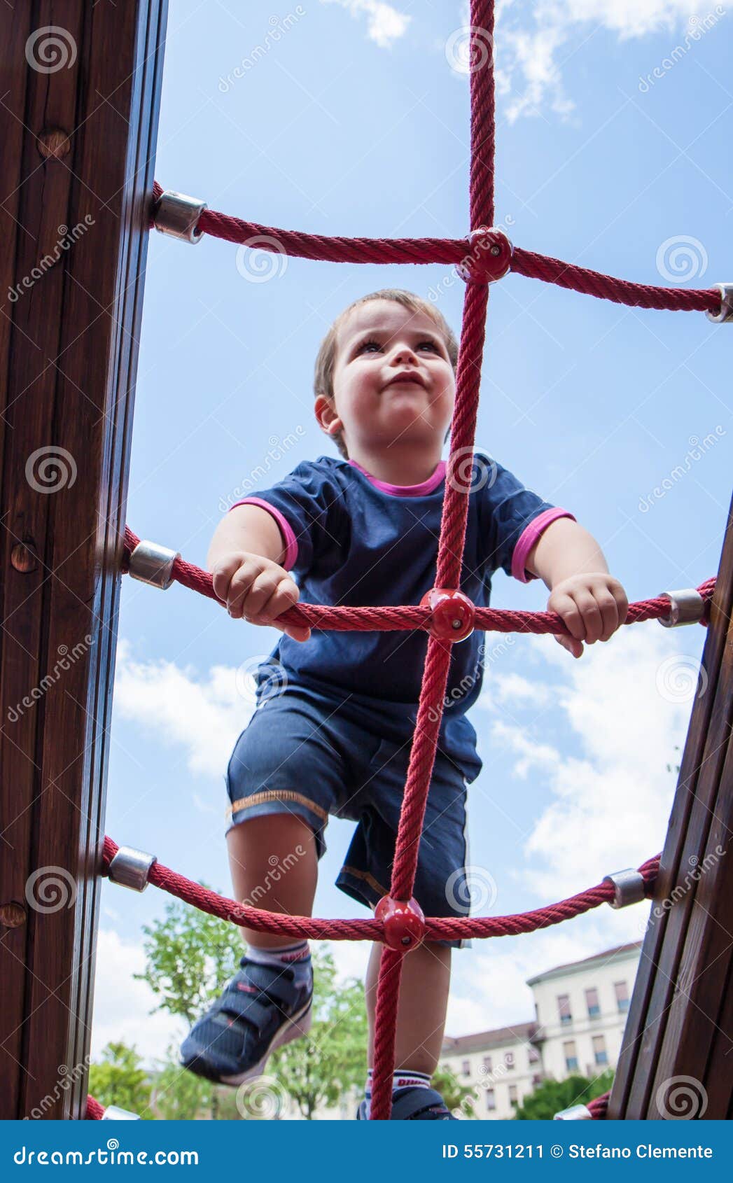 Child Climbing Ropes in a Playground Stock Image - Image of playing ...