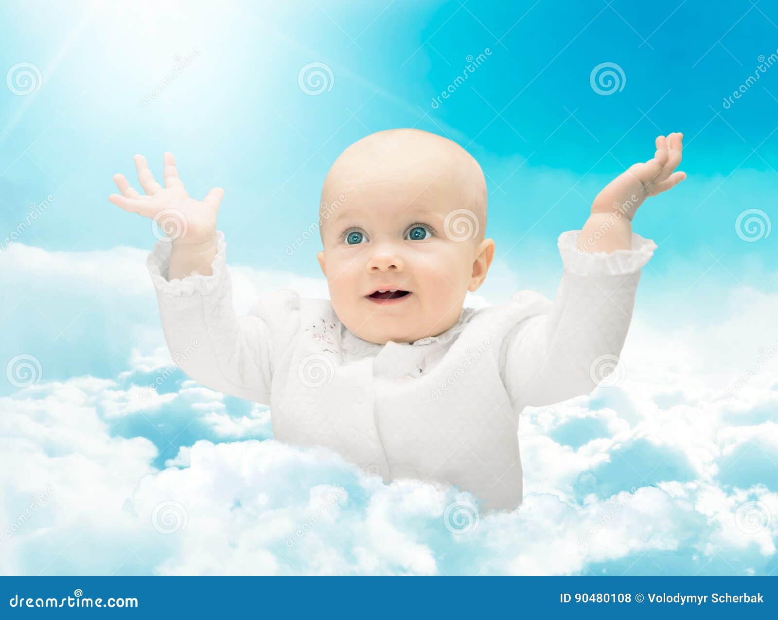 Child in the clouds stock photo. Image of hope, fiction - 90480108