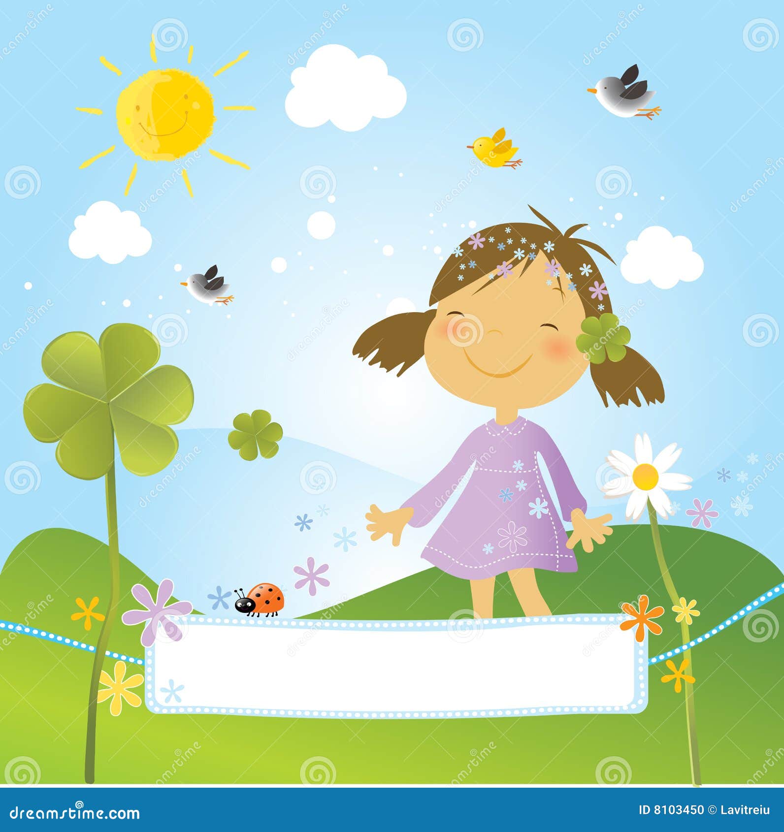 Child with clover stock vector. Illustration of bird, clover - 8103450