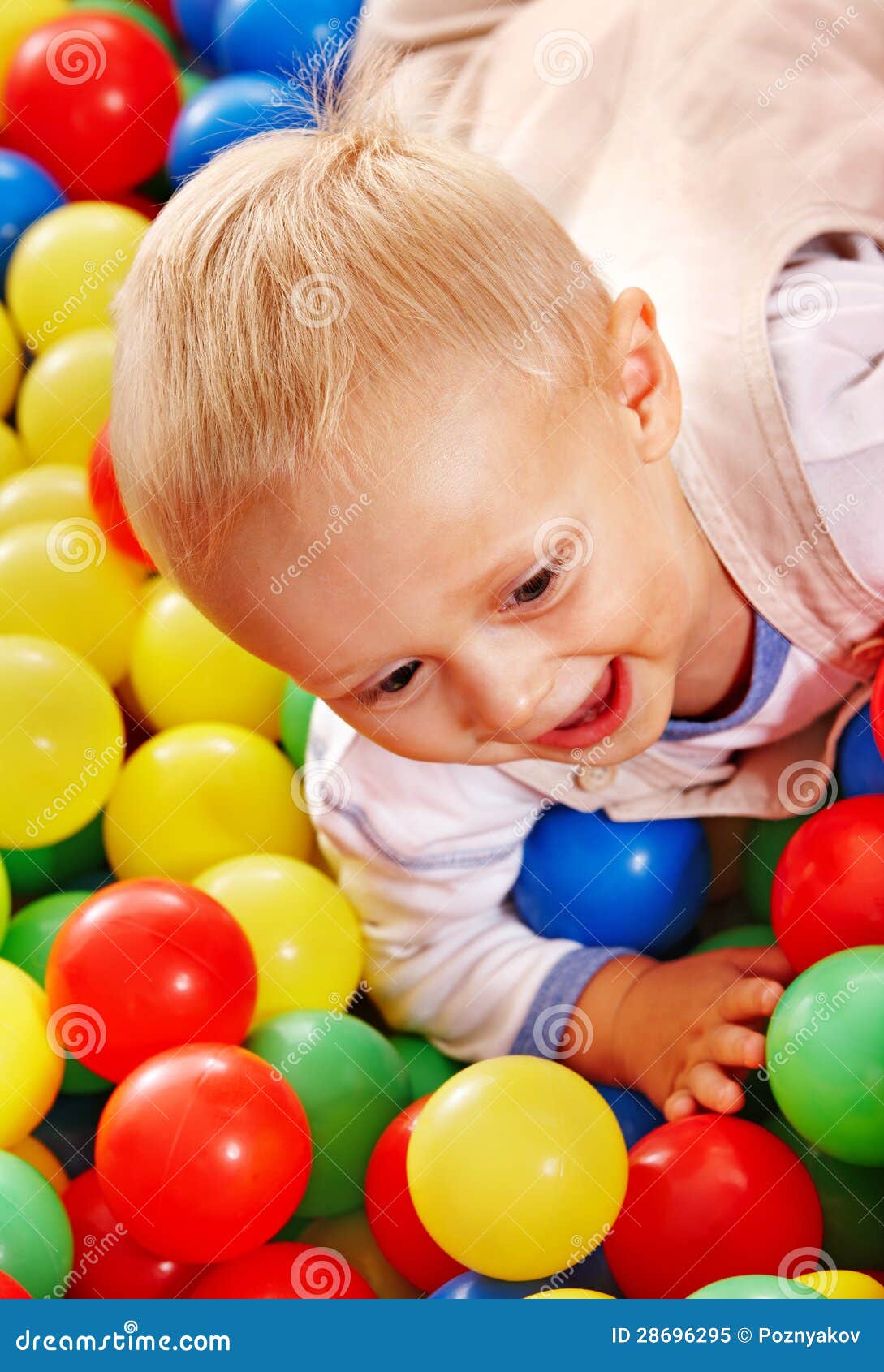 Child in colored ball. stock image. Image of childhood - 28696295