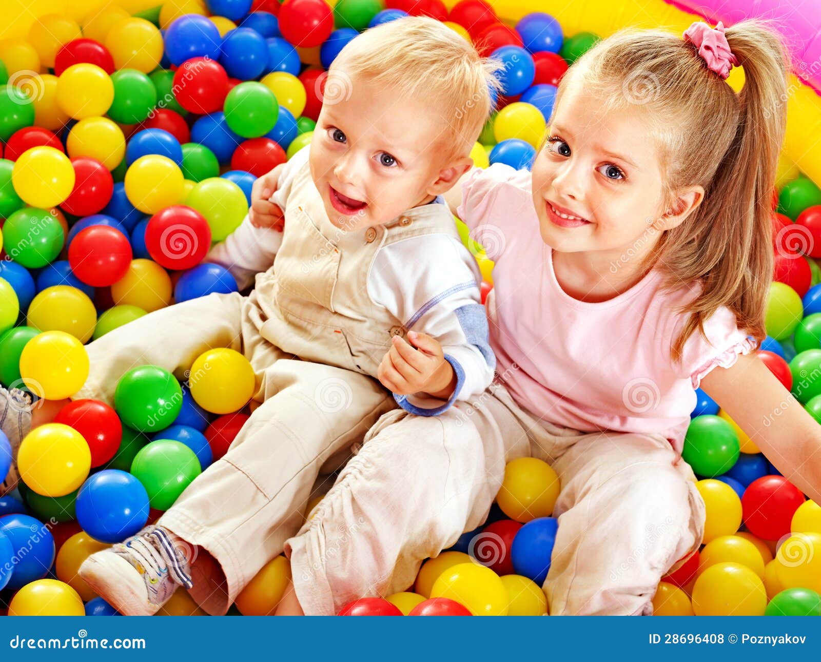 Child in colored ball. stock photo. Image of childhood - 28696408