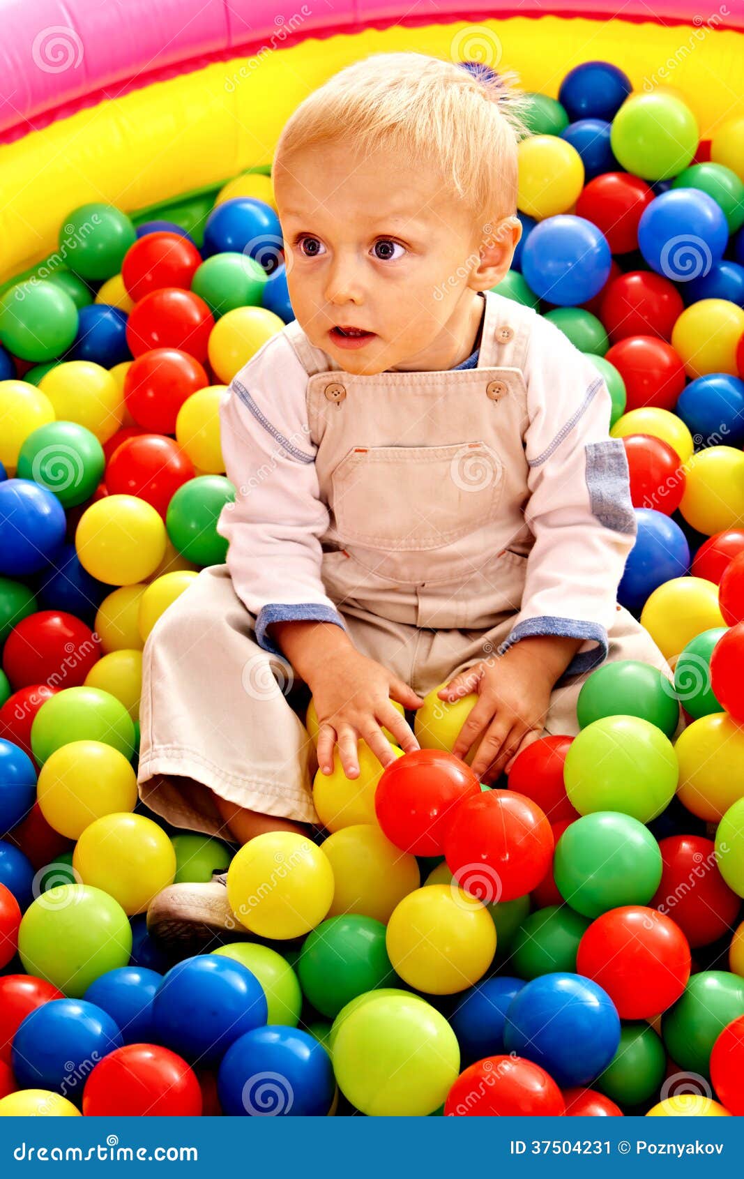 Child in colored ball. stock image. Image of party, people - 37504231