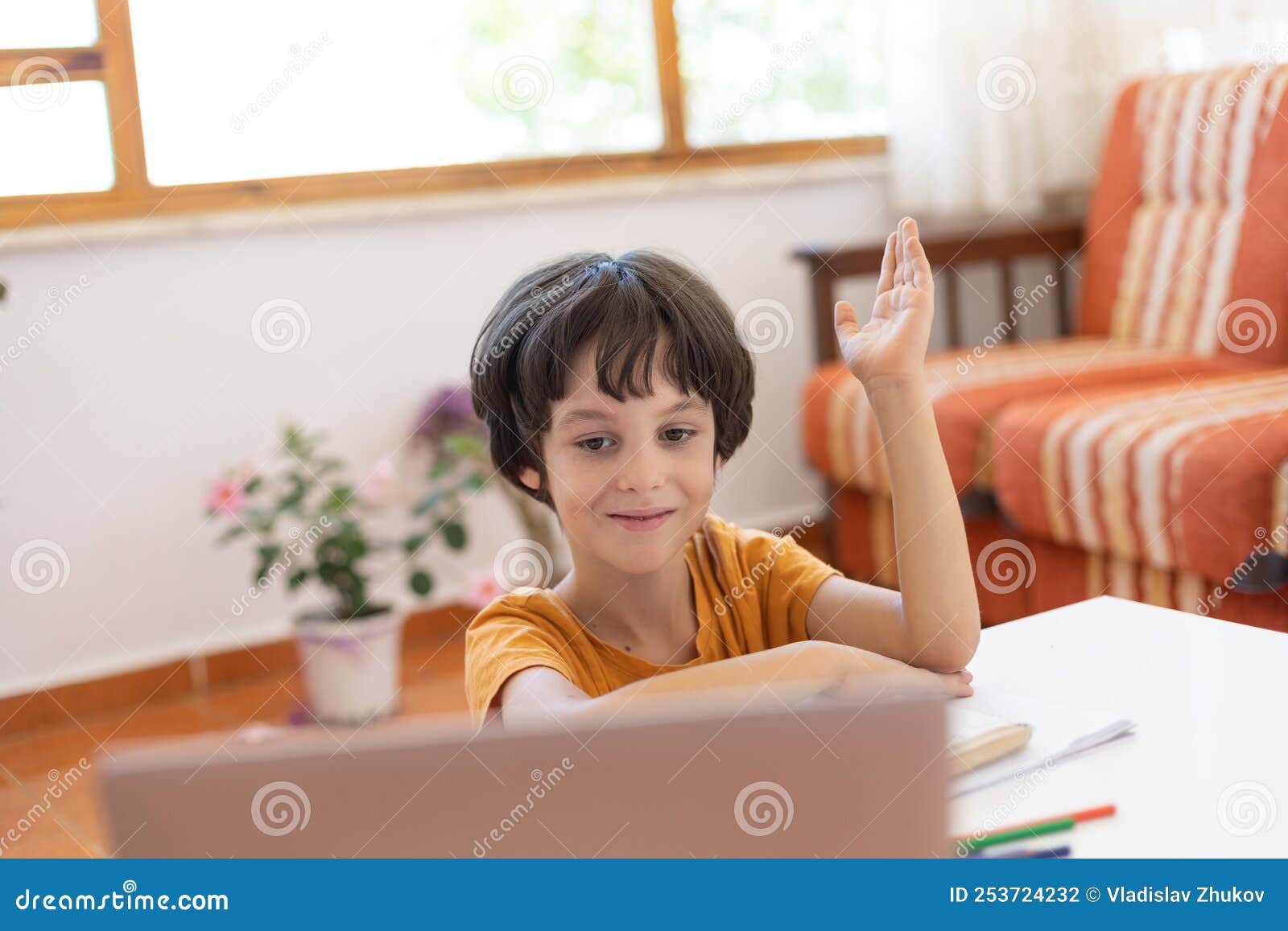 The Child Communicates Online Stock Photo - Image of distance ...