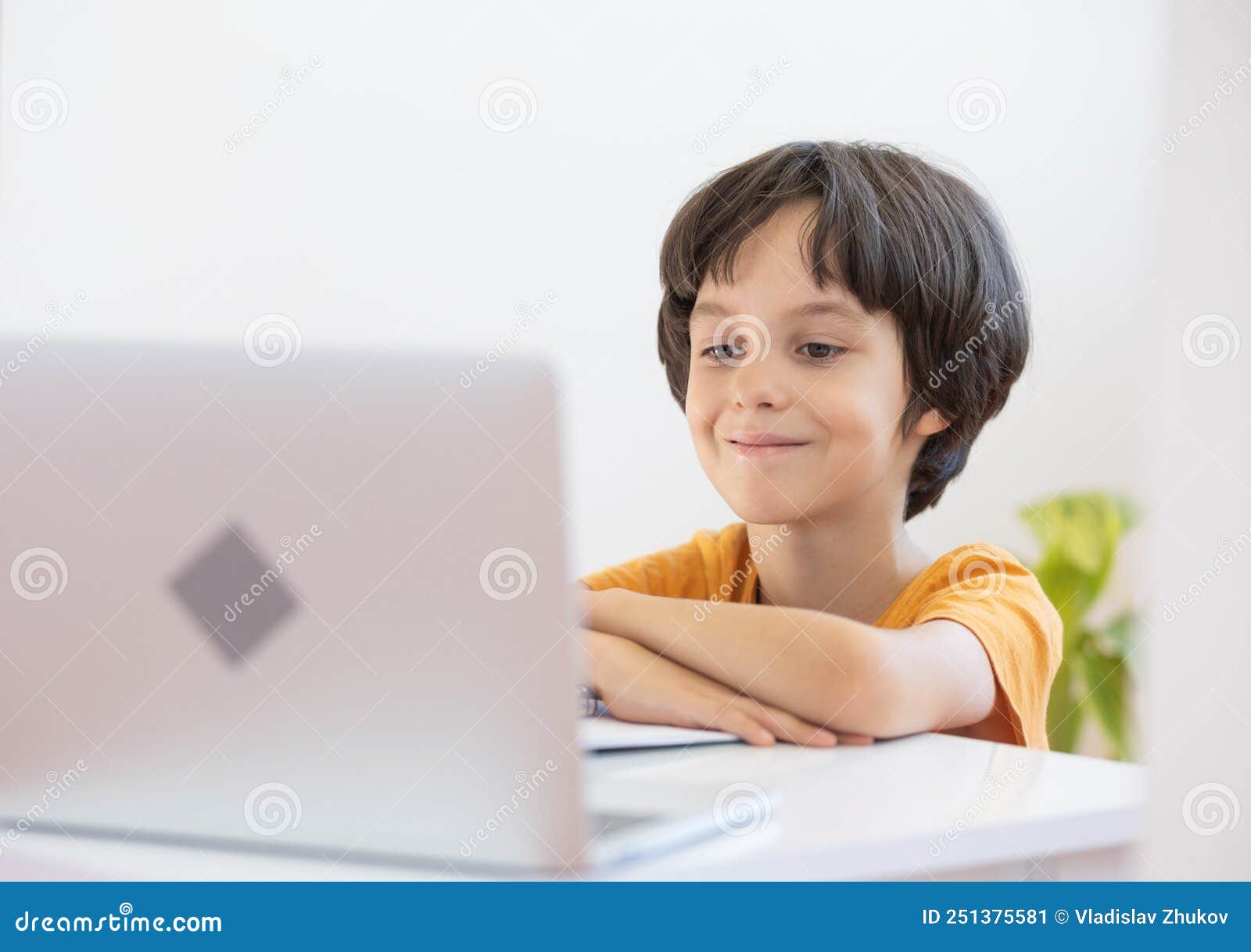 The Child Communicates Online Stock Image - Image of caucasian, digital ...