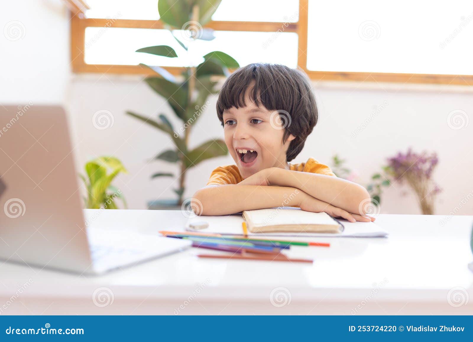 The Child Communicates Online Stock Photo - Image of learn, caucasian ...