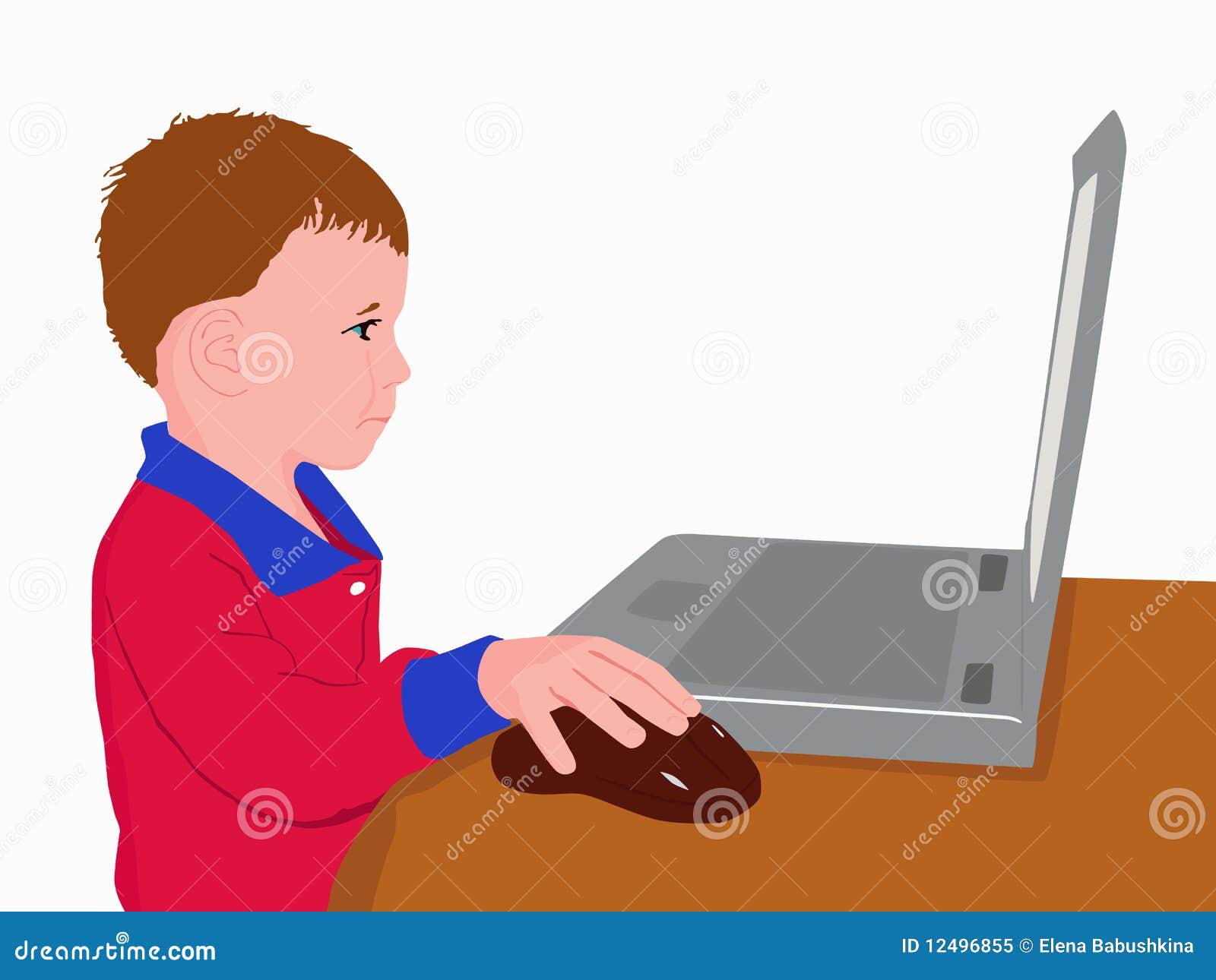 Child at the computer stock vector. Illustration of child - 12496855