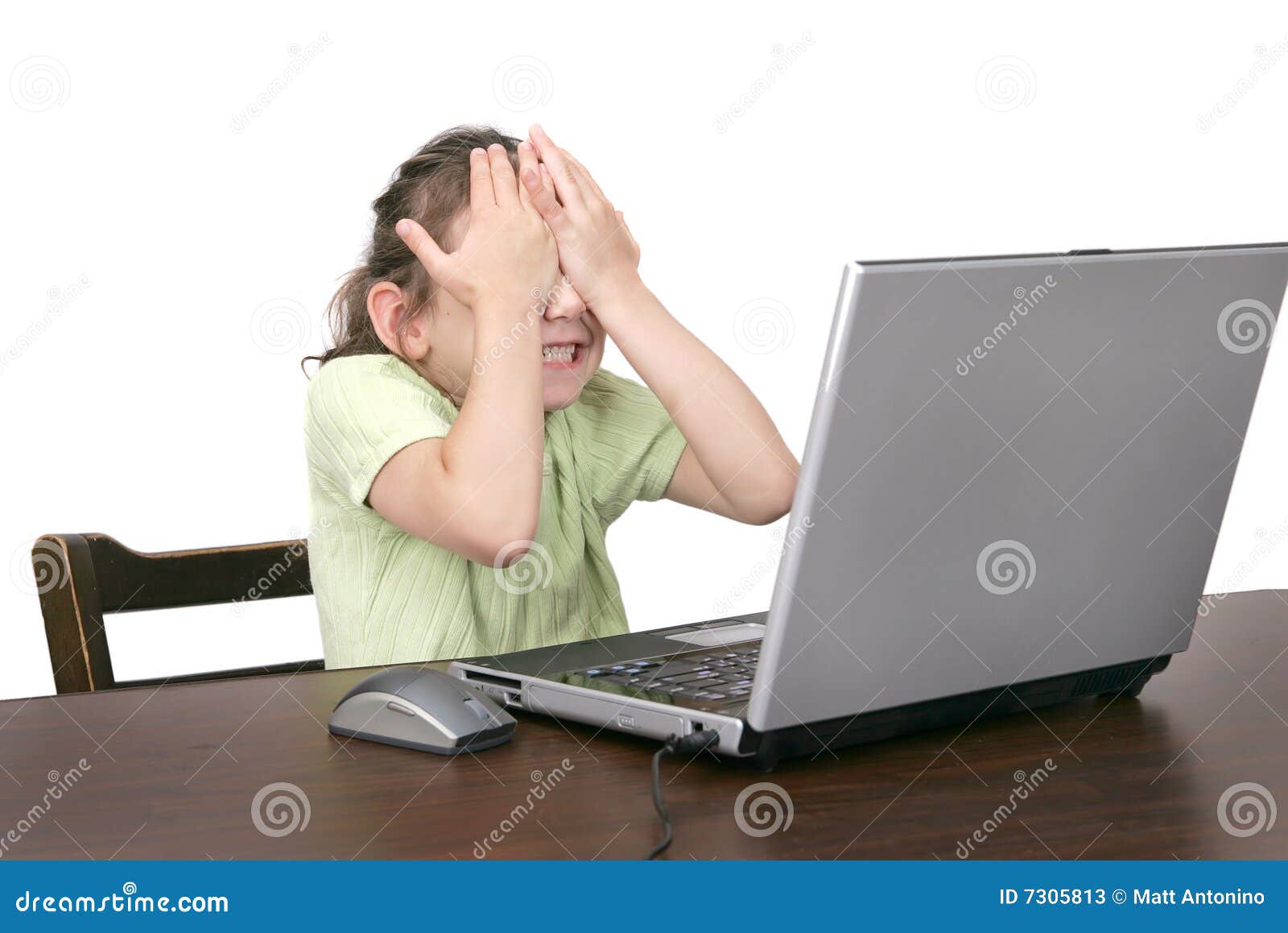 Child on computer stock image. Image of desk, alone, girl - 7305813