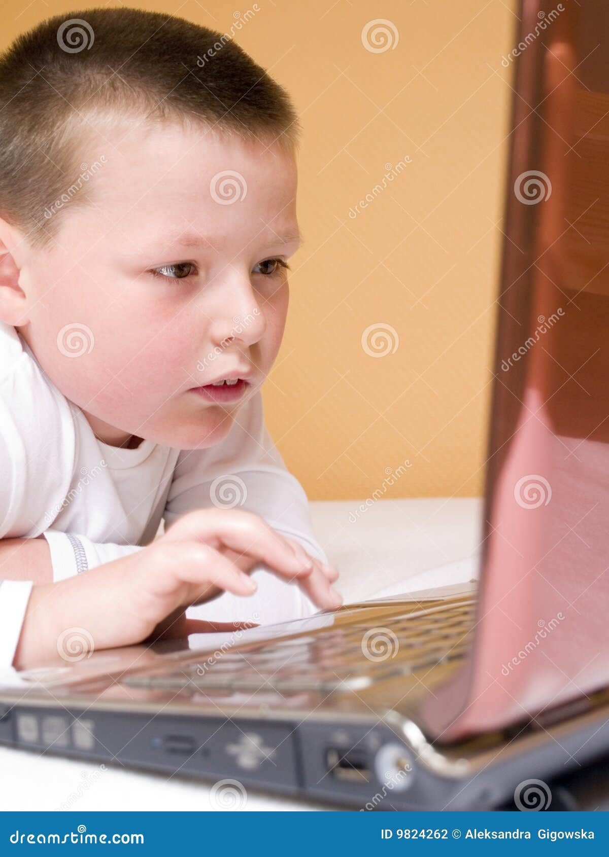 Child with computer stock photo. Image of study, game - 9824262