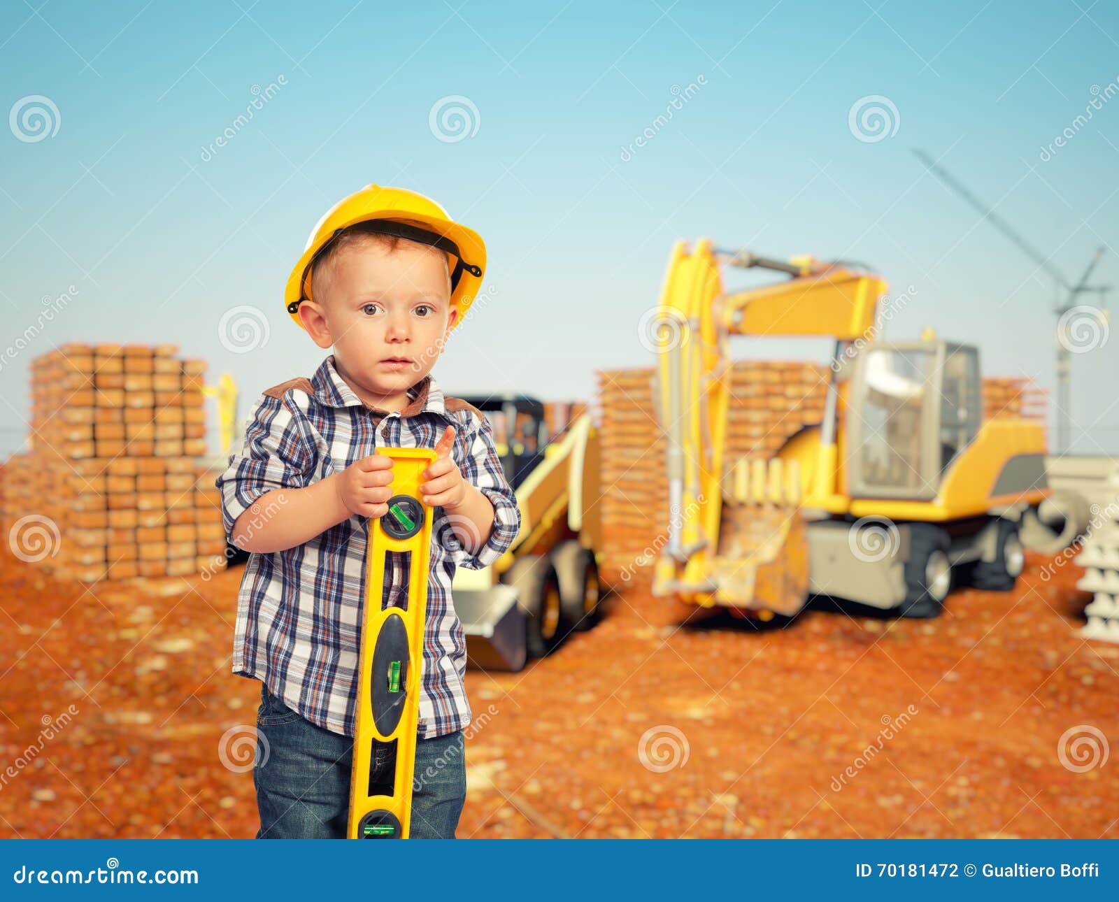 Child and Construction Site Stock Photo - Image of abstract, portrait ...