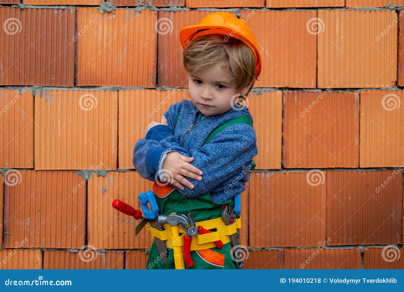 Child Construction Worker. Little Boy To Use Carpenter Tools and ...
