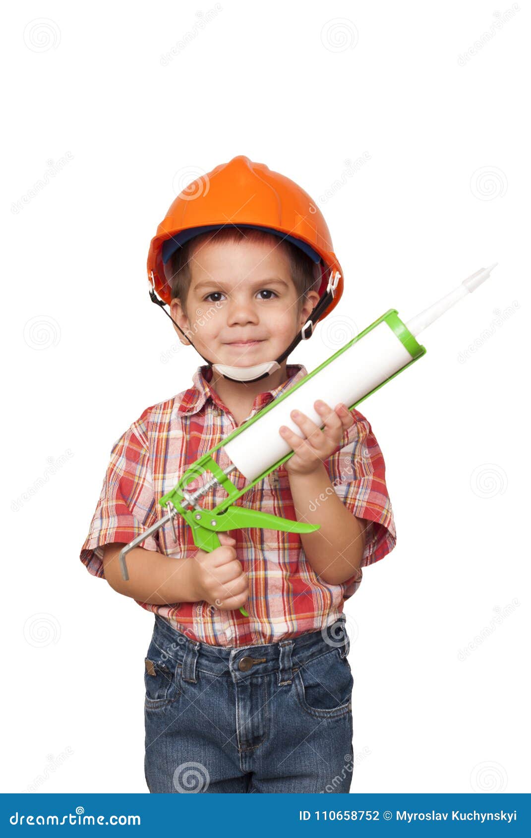 Child Construction Worker and Silicon Stock Photo - Image of portrait ...