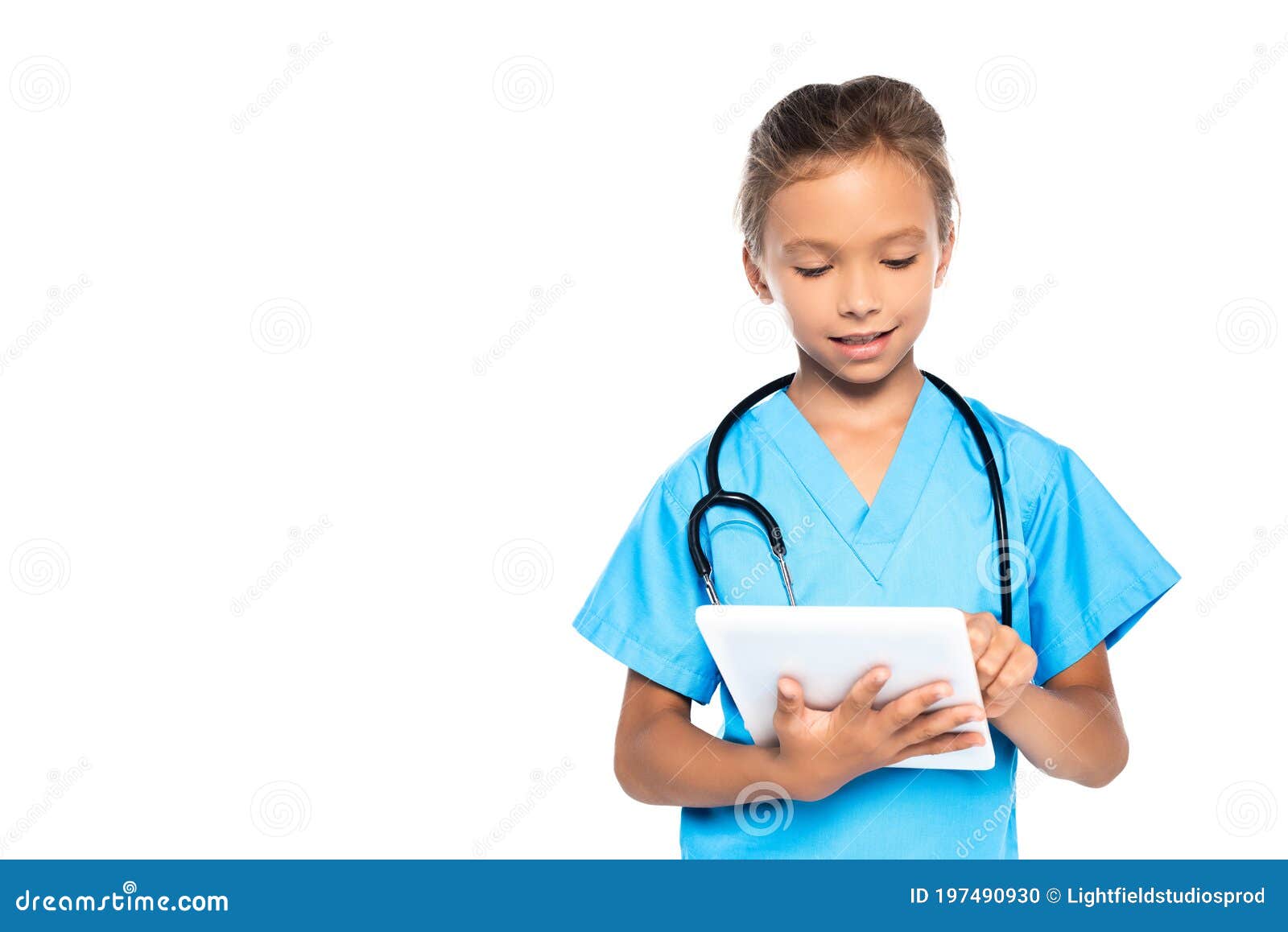 Child in Costume of Doctor Using Stock Photo - Image of medicare ...