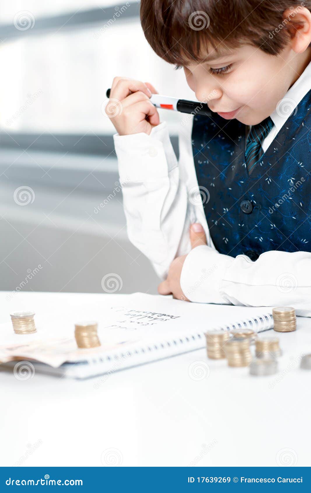 Child counting money stock image. Image of indoor, portrait - 17639269