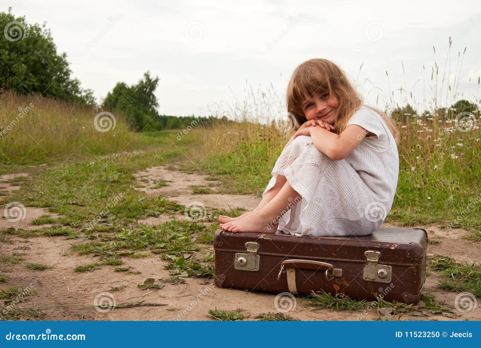 Child in countryside stock photo. Image of holdall, away - 11523250