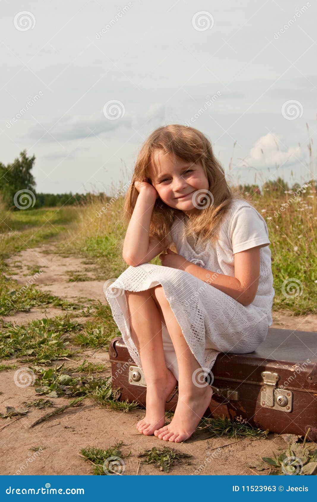 Child in countryside stock image. Image of grass, country - 11523963