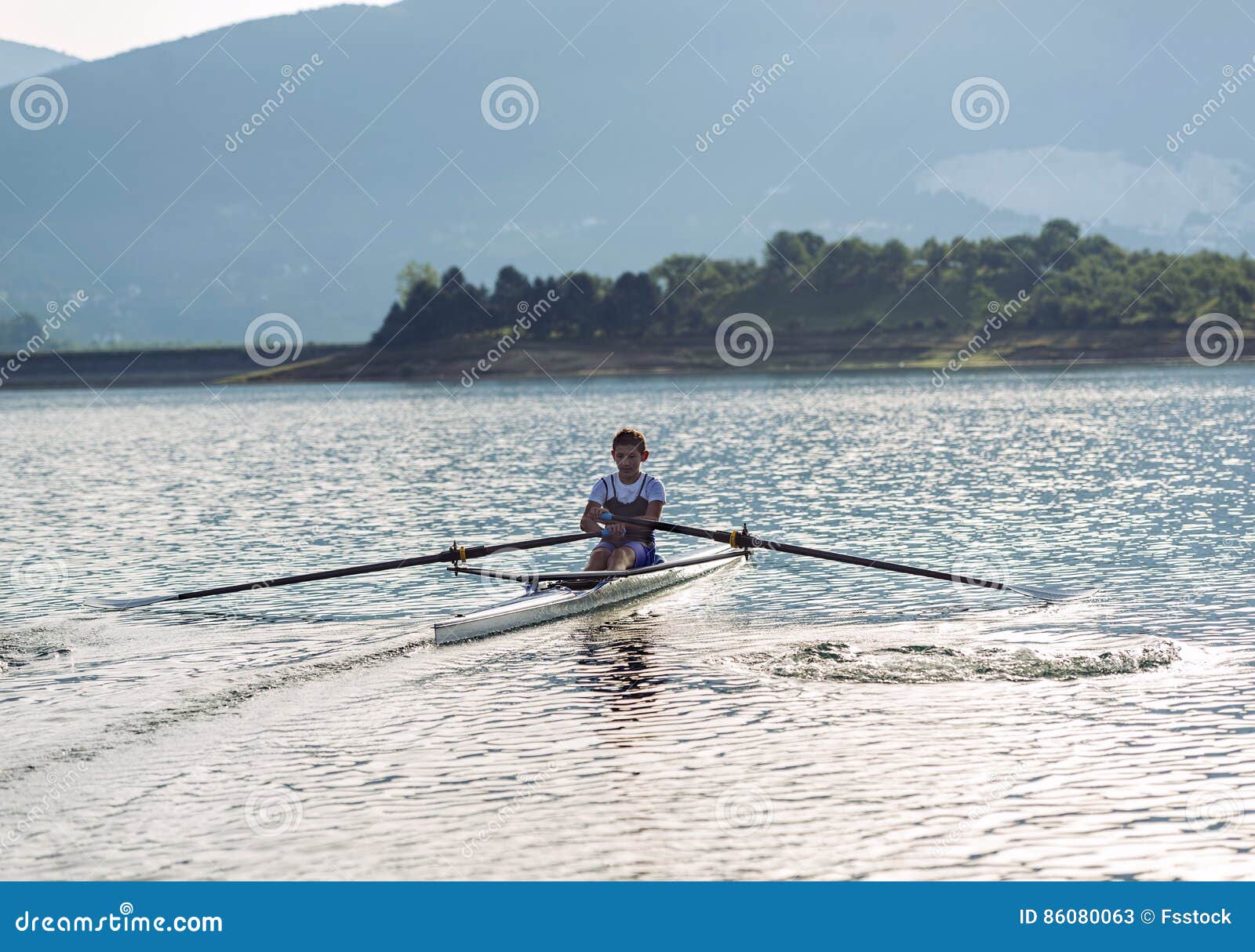 Child in the Course of Rowing on Single Stock Image - Image of olympics ...