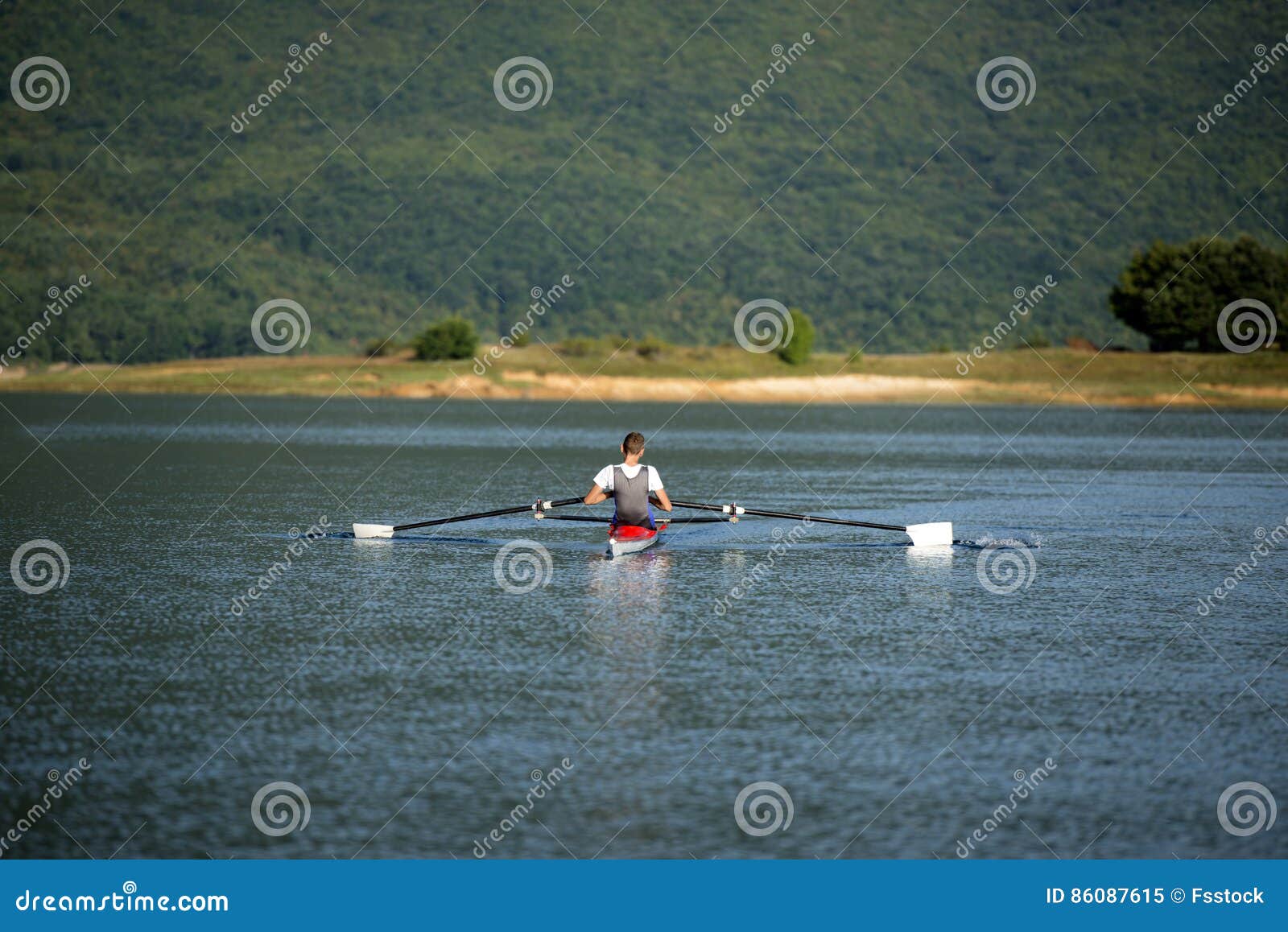 Child in the Course of Rowing on Single Stock Image - Image of compete ...