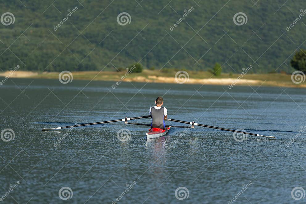 Child in the Course of Rowing on Single Stock Photo - Image of ...