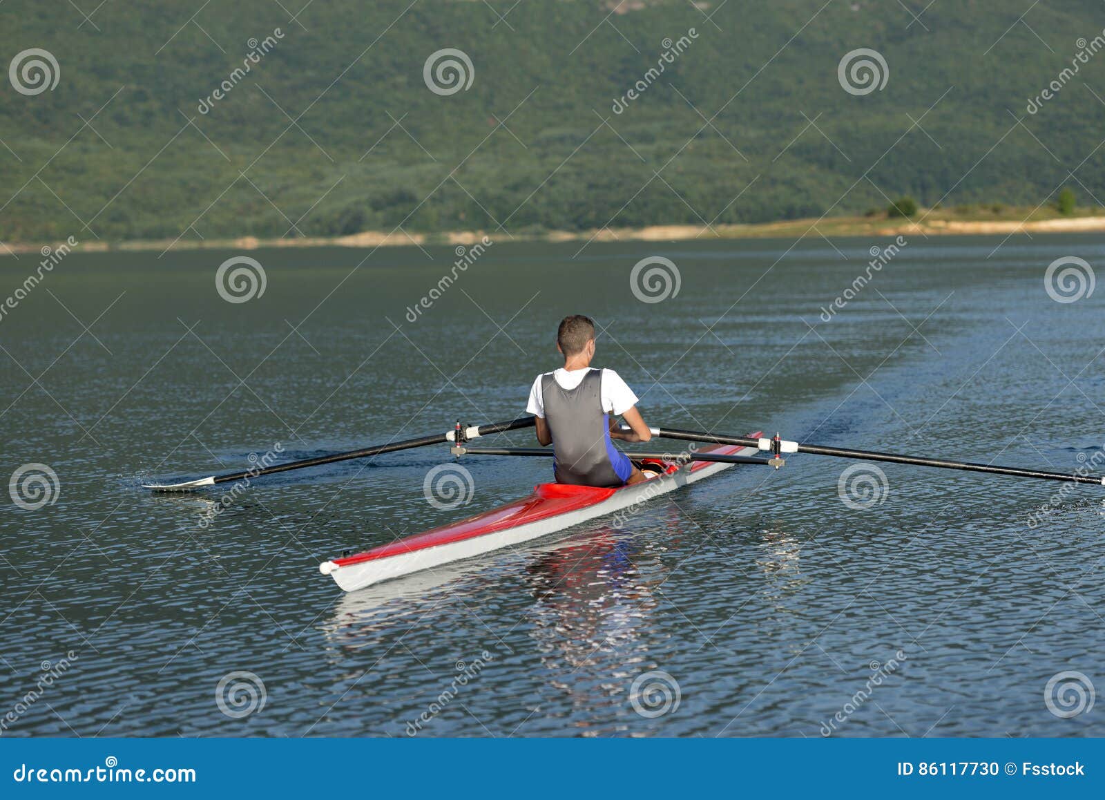 Child in the Course of Rowing on Single Stock Photo - Image of ...