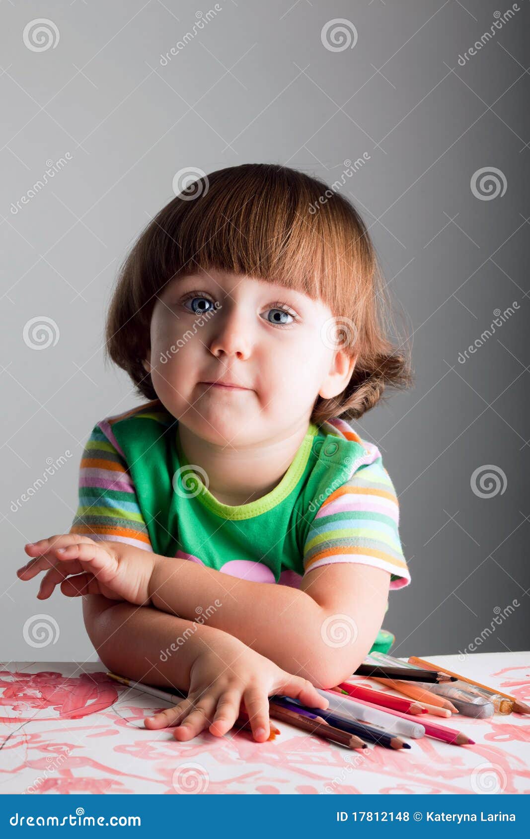A Child with Crayons and Markers Stock Photo - Image of cute, small ...