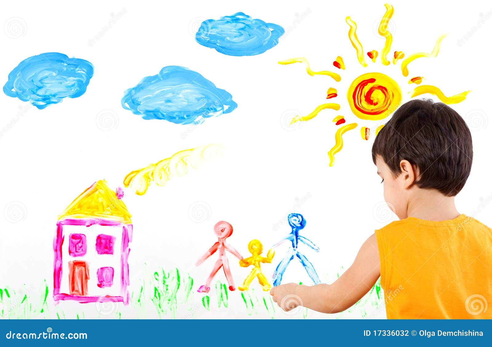 Child Creates Art Picture with Paints Stock Photo - Image of home ...