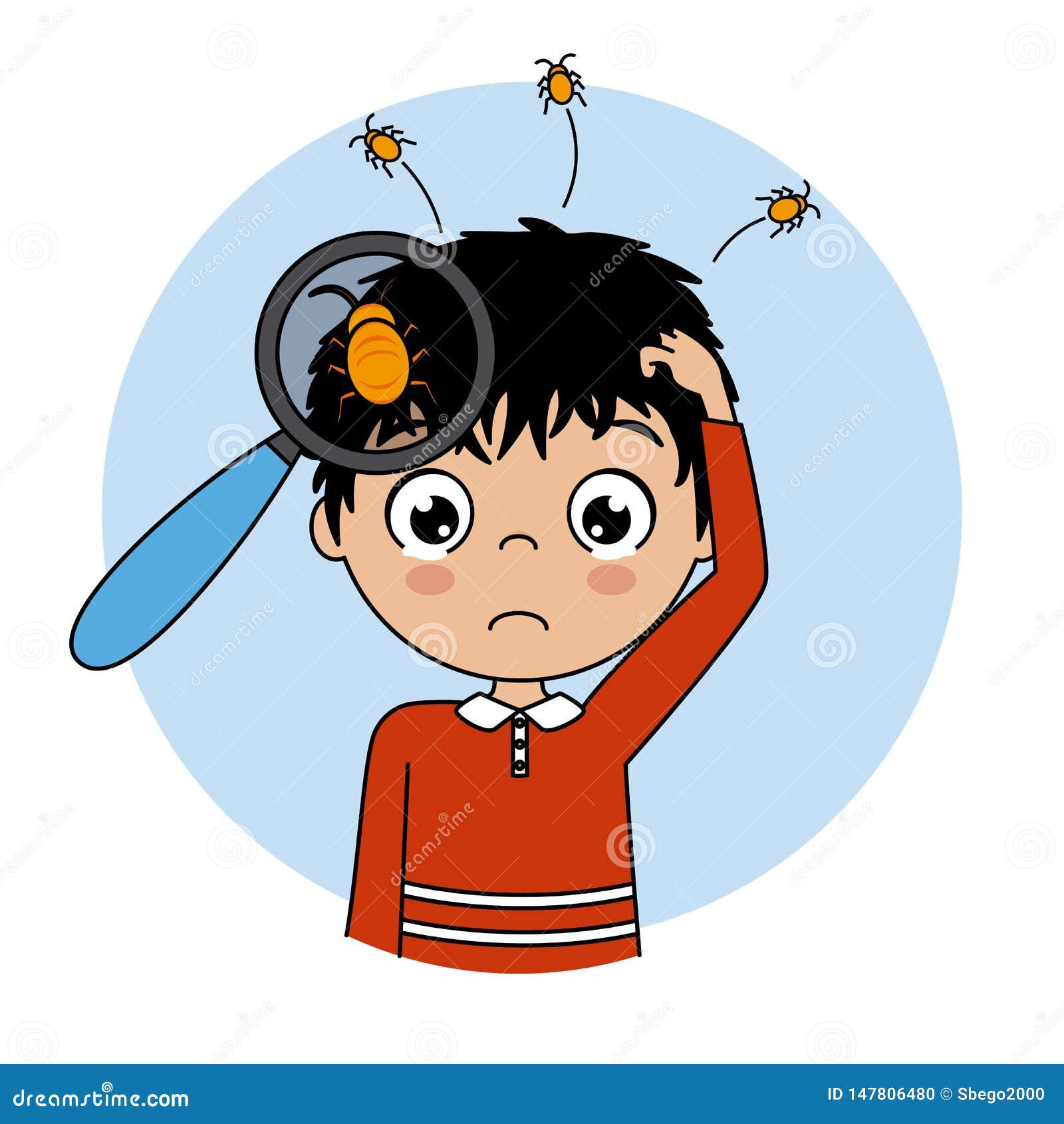Child Crying with Lice on the Head Stock Vector - Illustration of ... Child Crying with Lice on the Head Stock Vector - Illustration of ...
