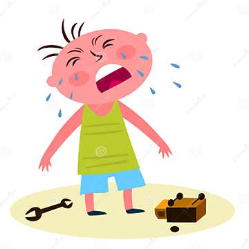 Child Crying Over a Broken Toy Stock Vector - Illustration of sadness ...