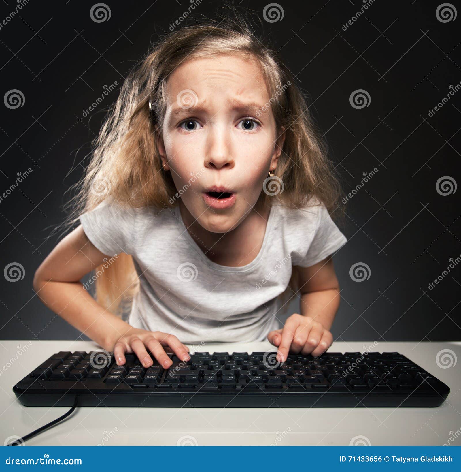 Child Curiously Looking into the Pc Computer Stock Photo - Image of ...