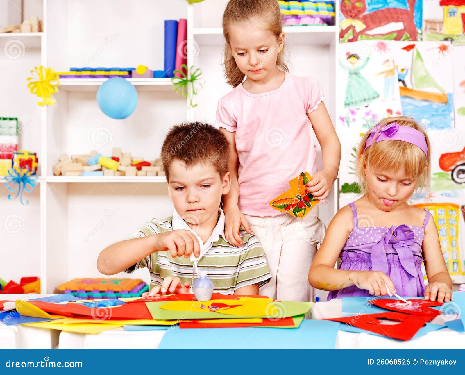 Child Cutting Out Scissors Paper. Stock Photo - Image of happy, child ...