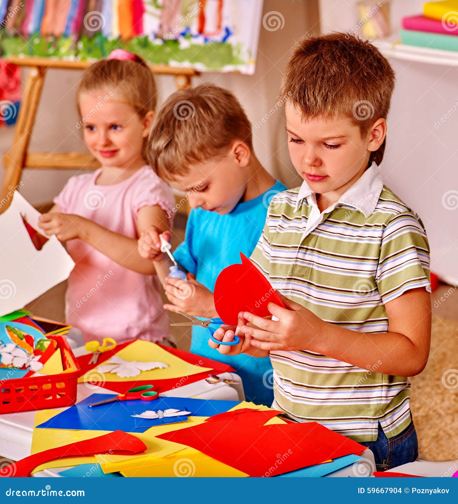 Child Cutting Out Scissors Paper Stock Photo - Image of indoor, nursery ...