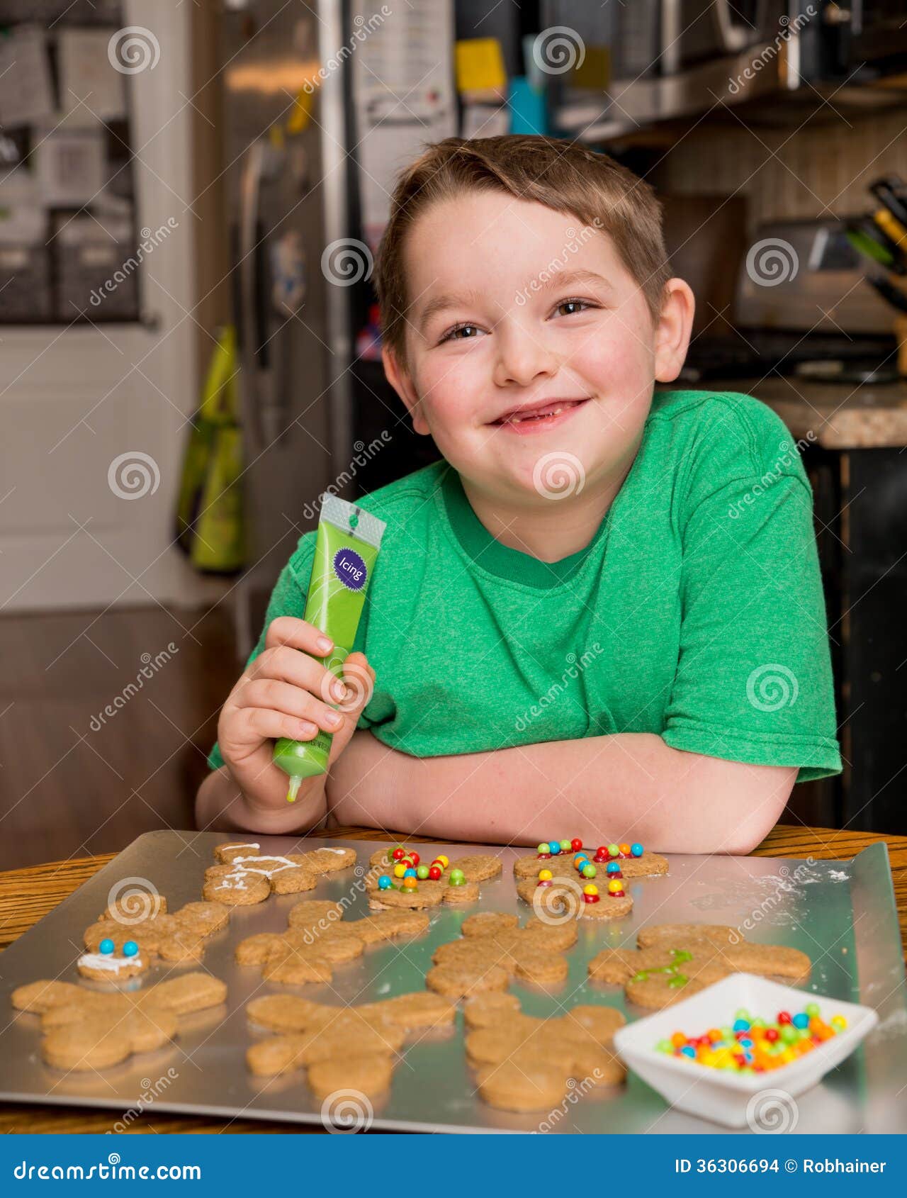 Child Decorating Ginger Bread Man Stock Photo - Image of homemade ...