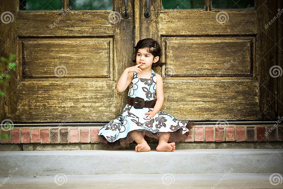 Child deep in thought stock photo. Image of castle, break - 5730838