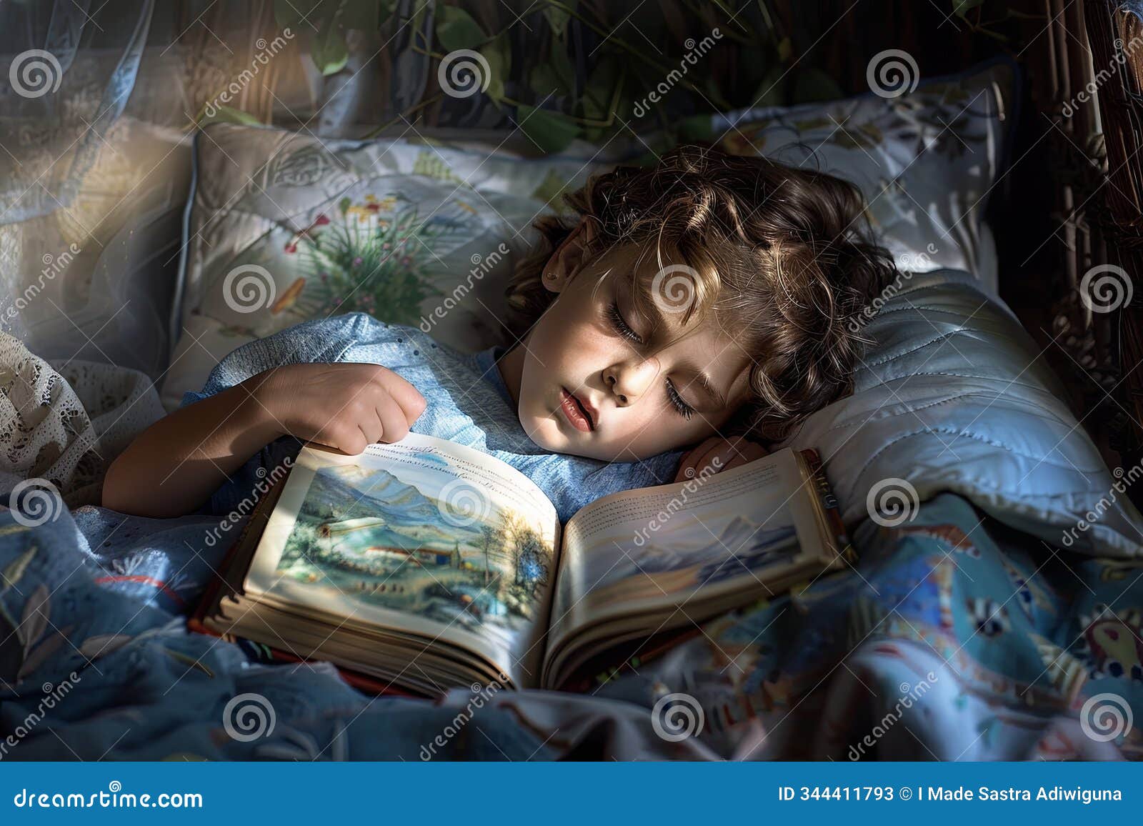 Child Deeply Immersed in Reading a Book. Joy of Learning Concept AI ...