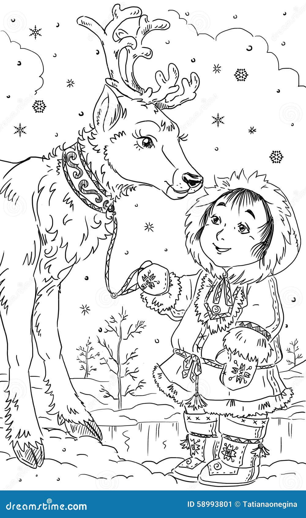 Eskimo With A Deer. Vector Cartoon Illustration. | CartoonDealer.com ...