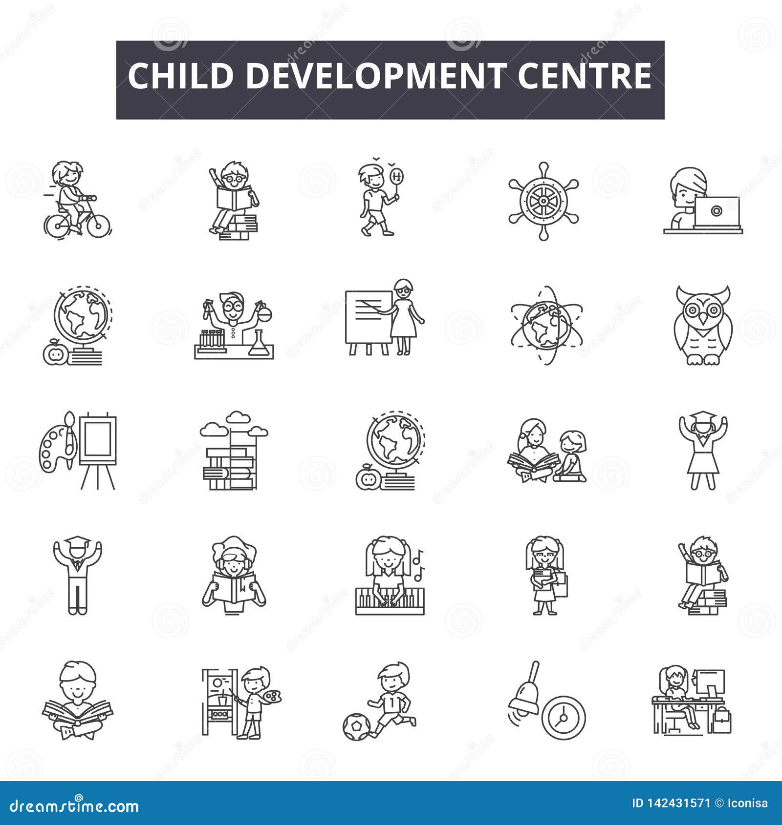 Child Development Centre Line Icons for Web and Mobile Design. Editable ...