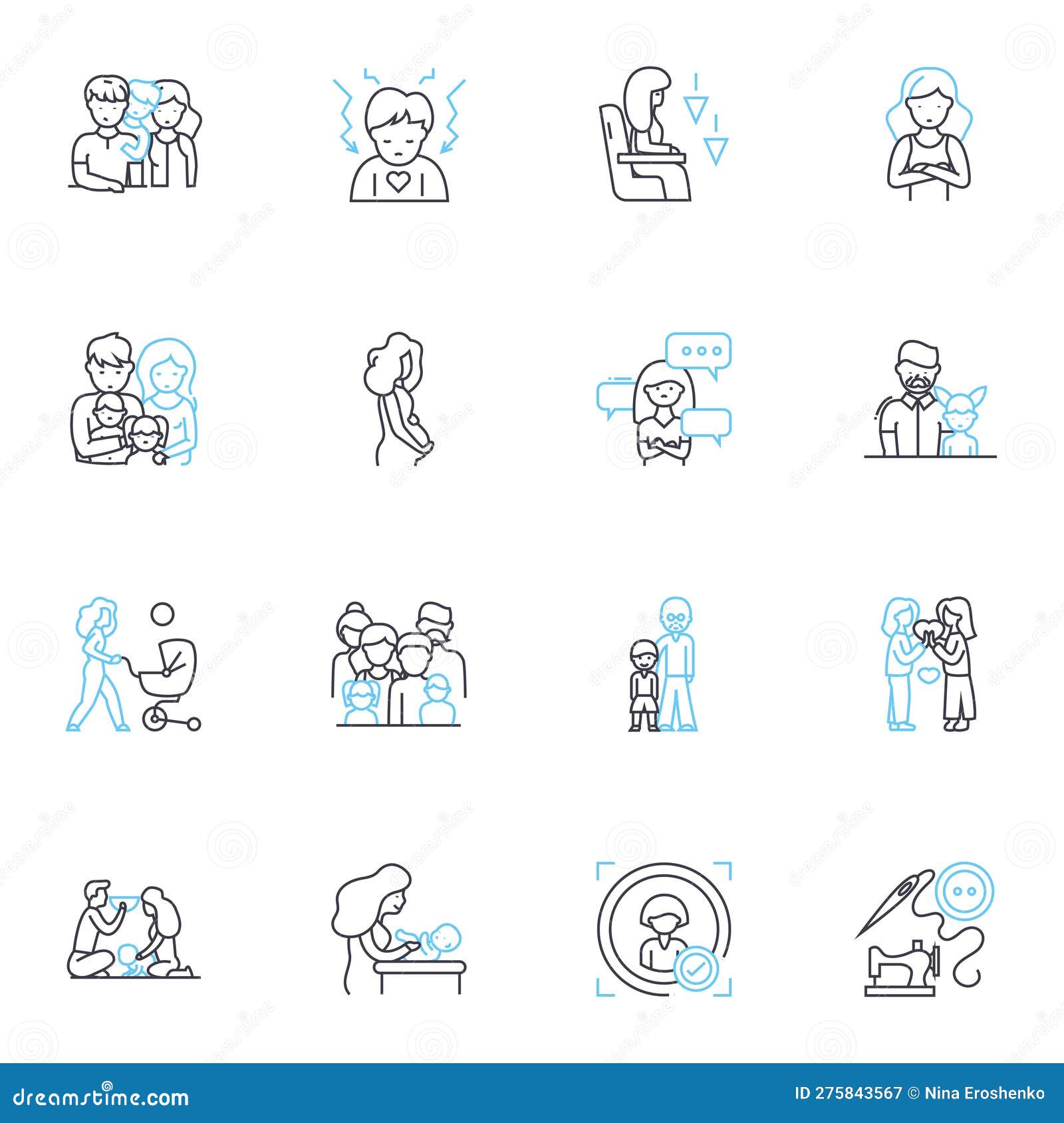 Child Development Linear Icons Set. Growth, Milests, Cognition ...