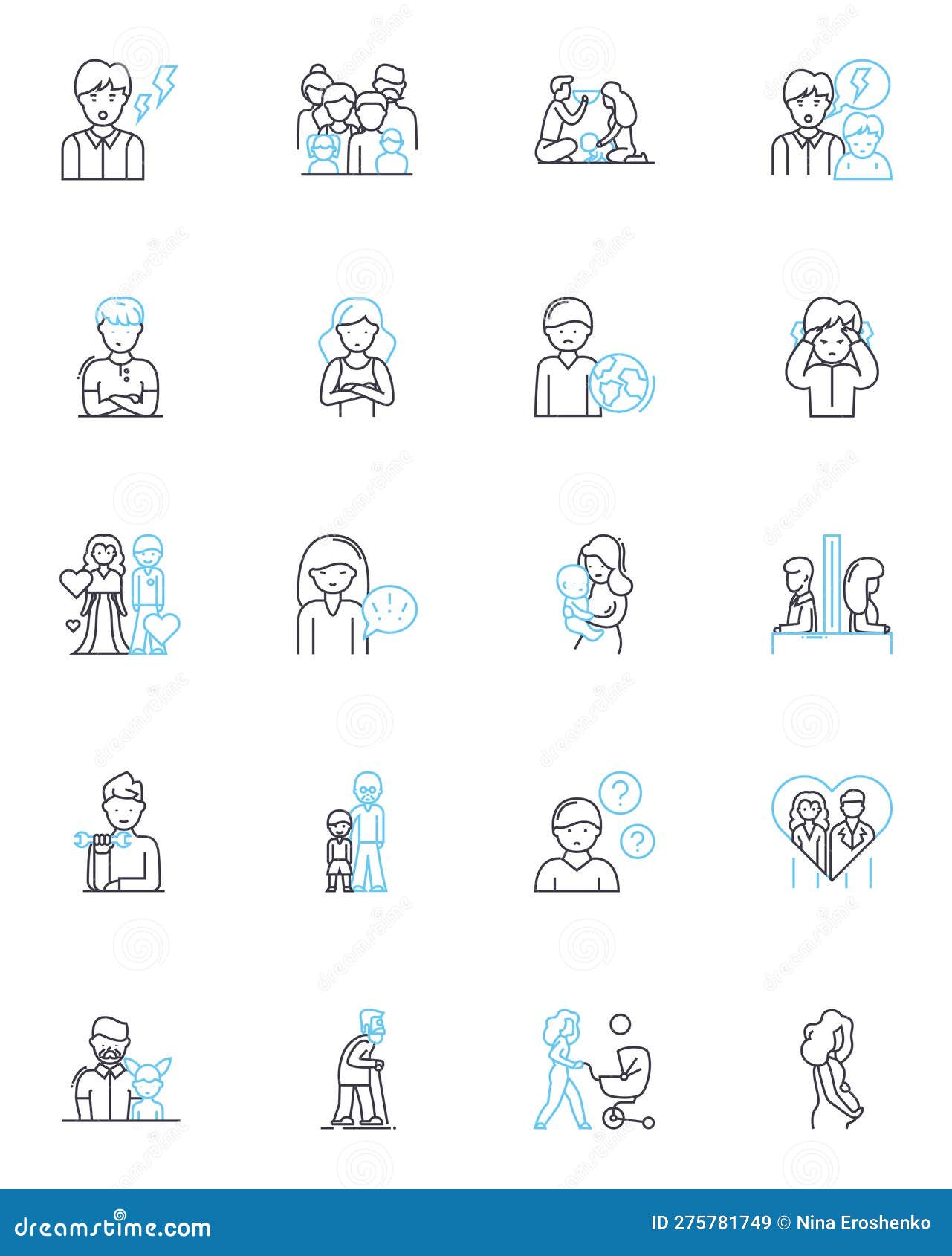 Child Development Linear Icons Set. Growth, Milests, Cognition ...