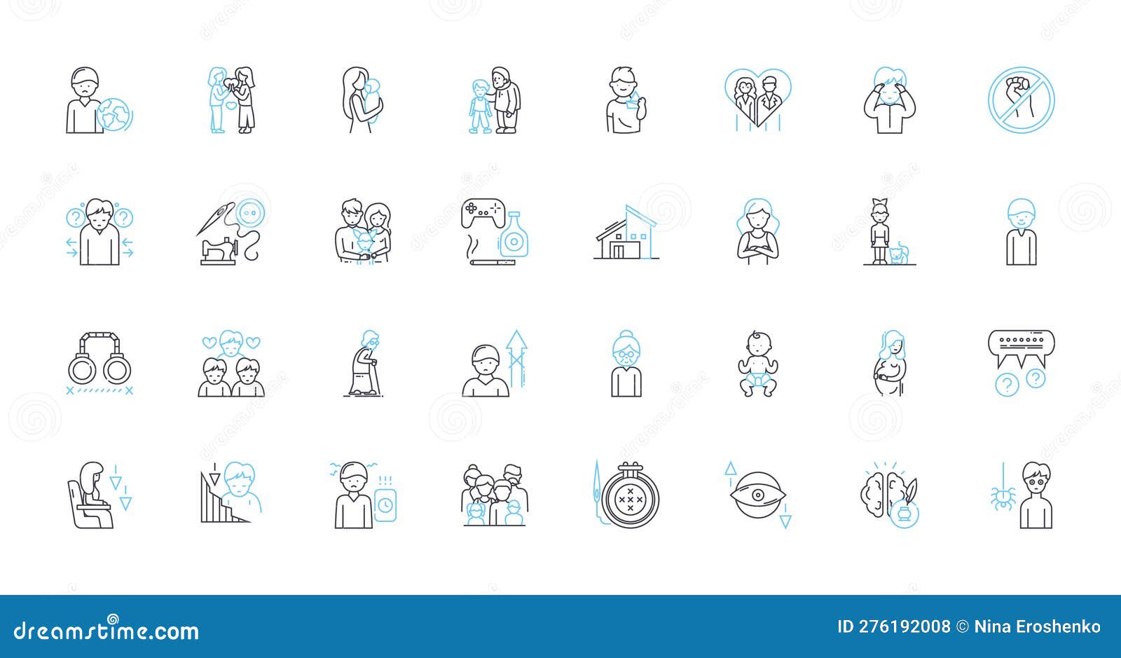 Child Development Linear Icons Set. Growth, Milests, Cognition ...