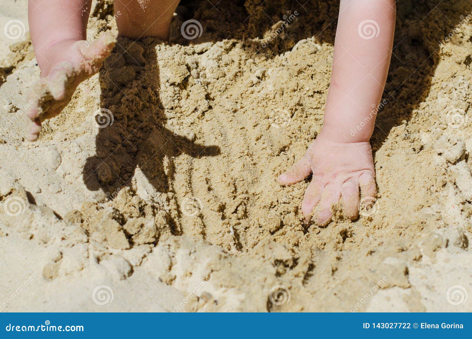 The Child is Digging in the Sandbox Stock Photo - Image of nature ...