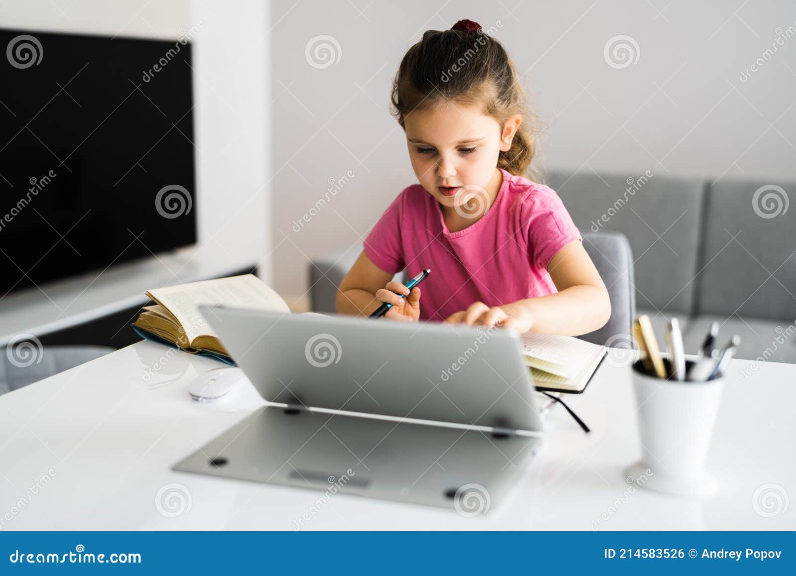 Child with Digital Tablet Drawing Stock Photo - Image of laptop, flat ...