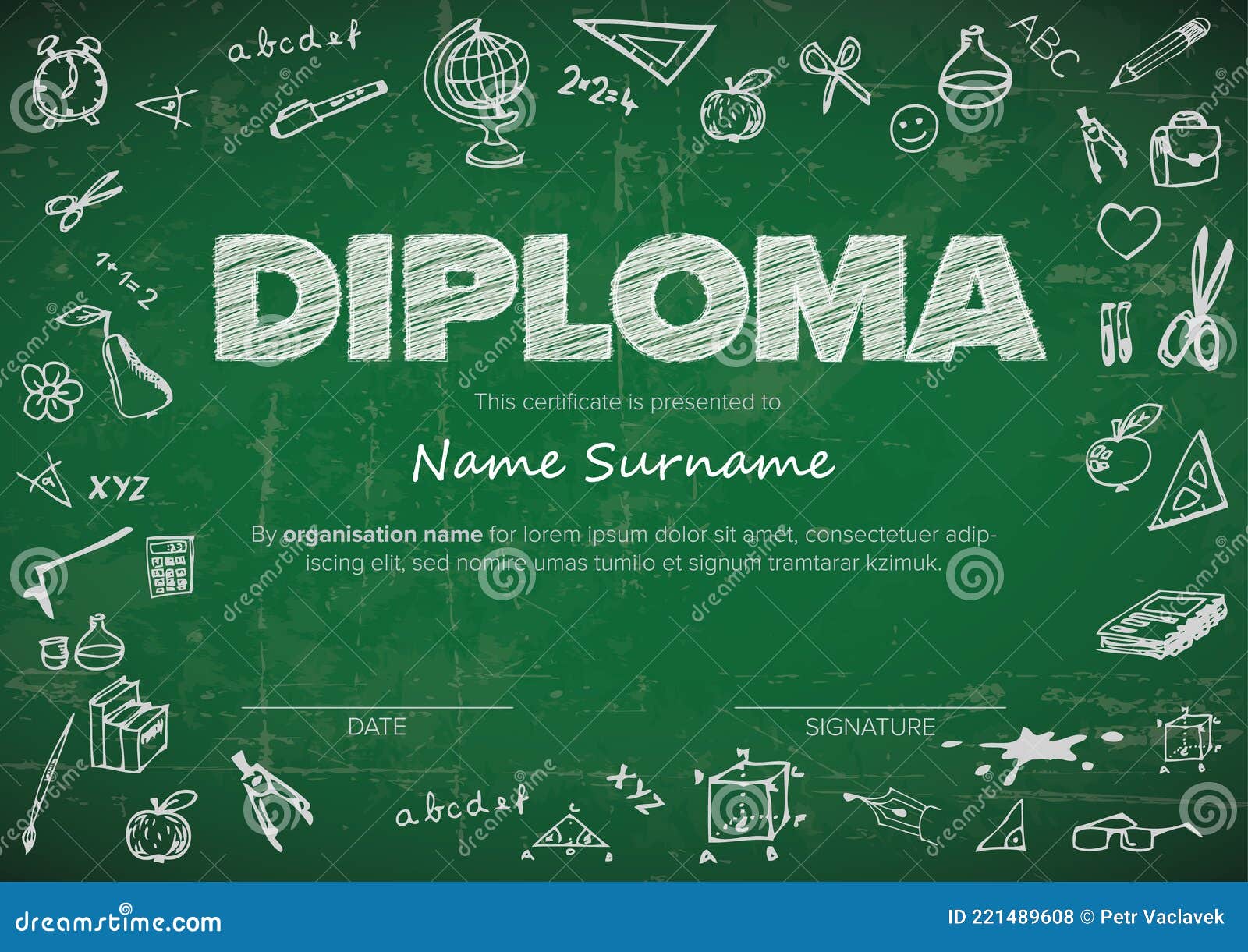 Child Diploma Certificate Template With Doodles Vector Illustration ... Child Diploma Certificate Template With Doodles Vector Illustration ...