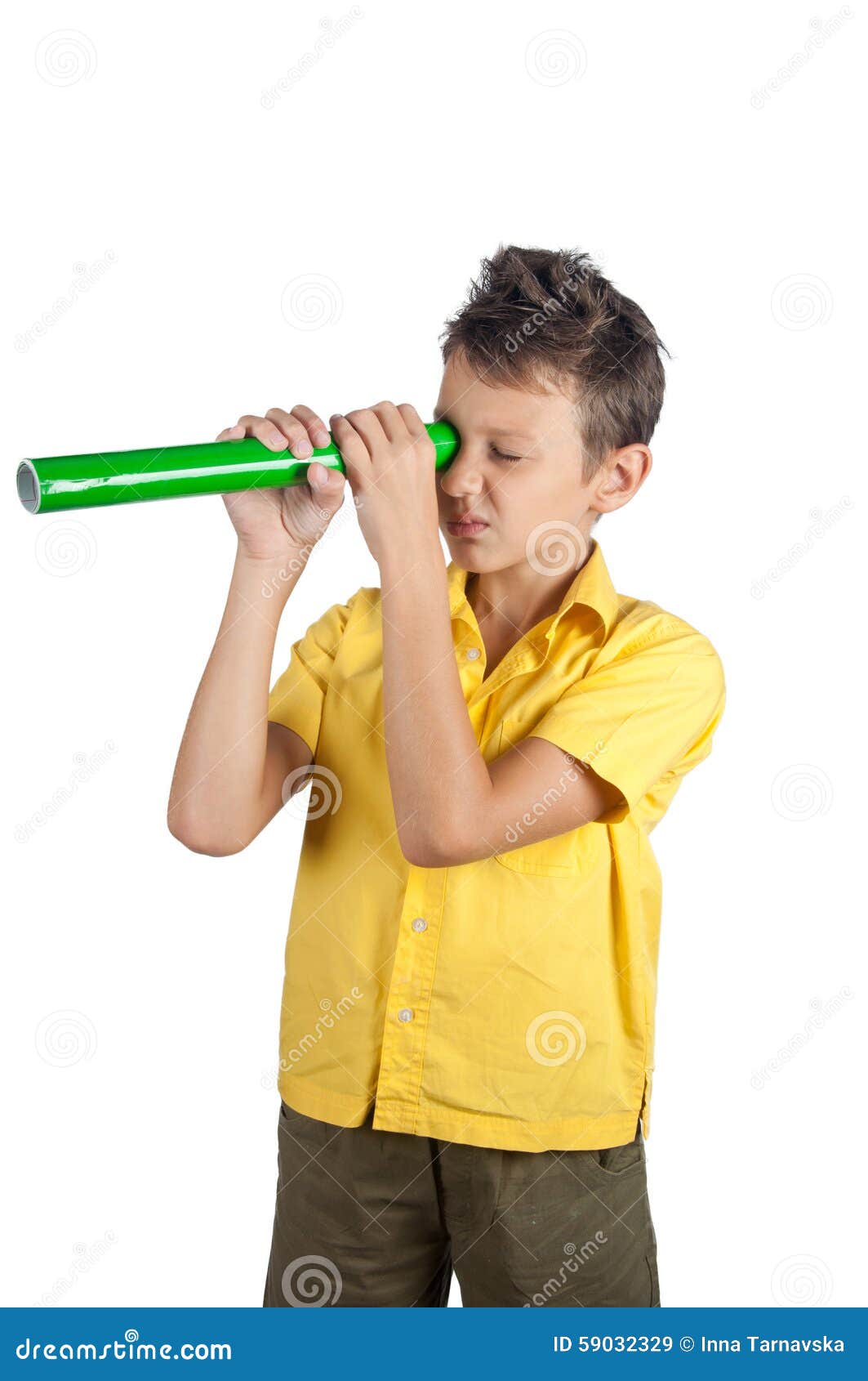 Child Discover with Paper Binoculars Stock Image - Image of look ...