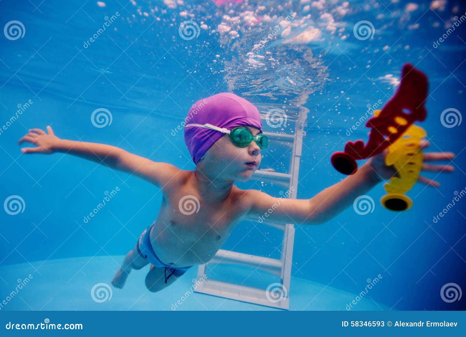 Child Dives into the Pool for a Toy Stock Image - Image of lifestyle ...