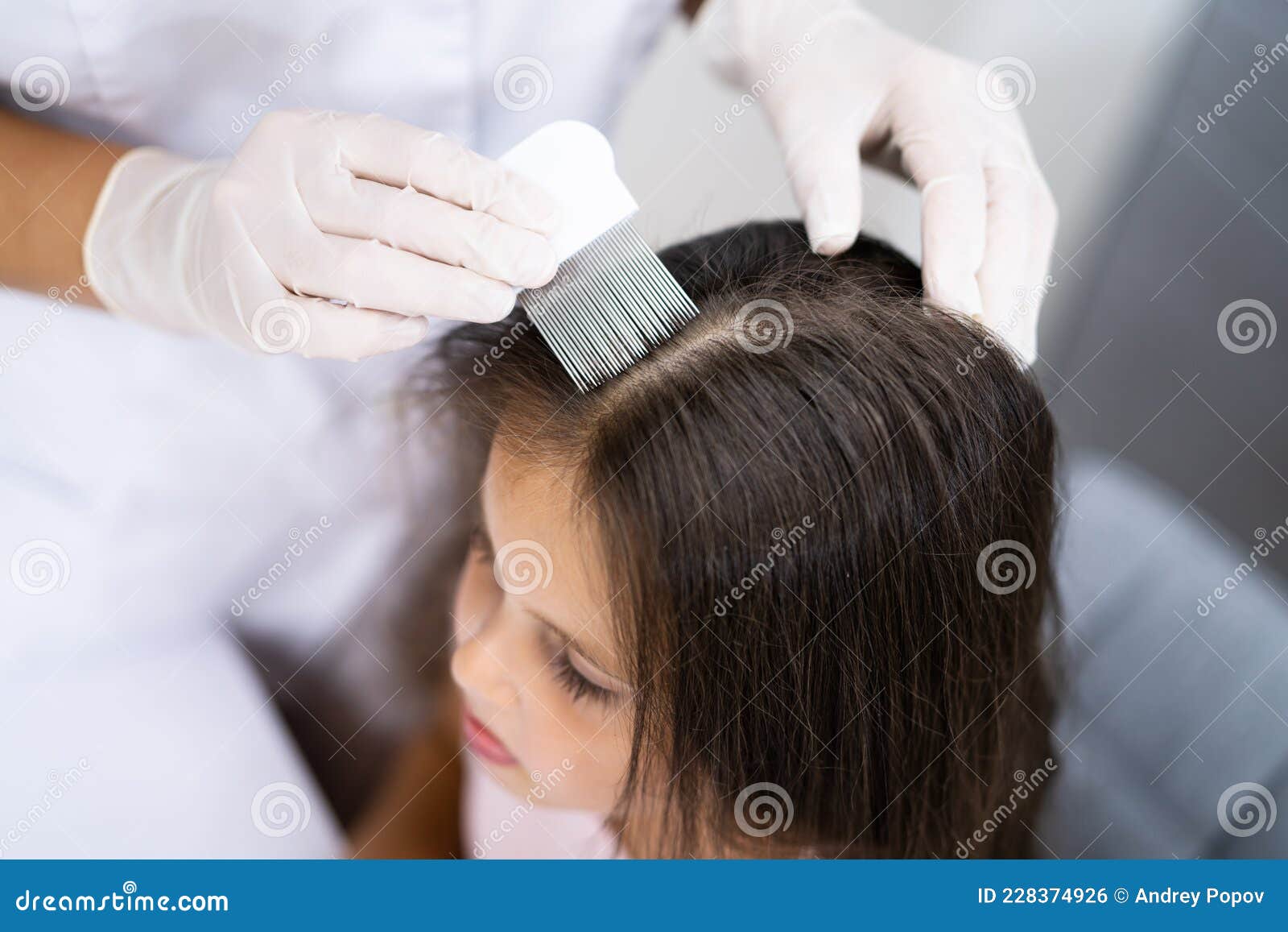 Child Doctor Checking Head Hair Stock Photo - Image of close, lice ...