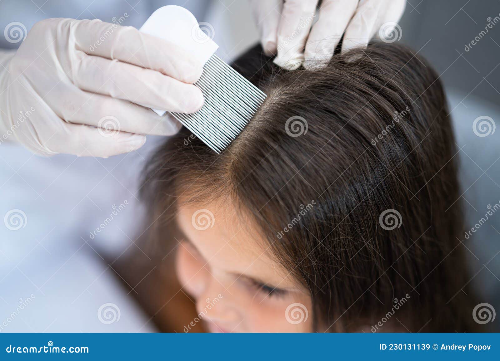 Child Doctor Checking Head Hair Stock Image - Image of hair, woman ...