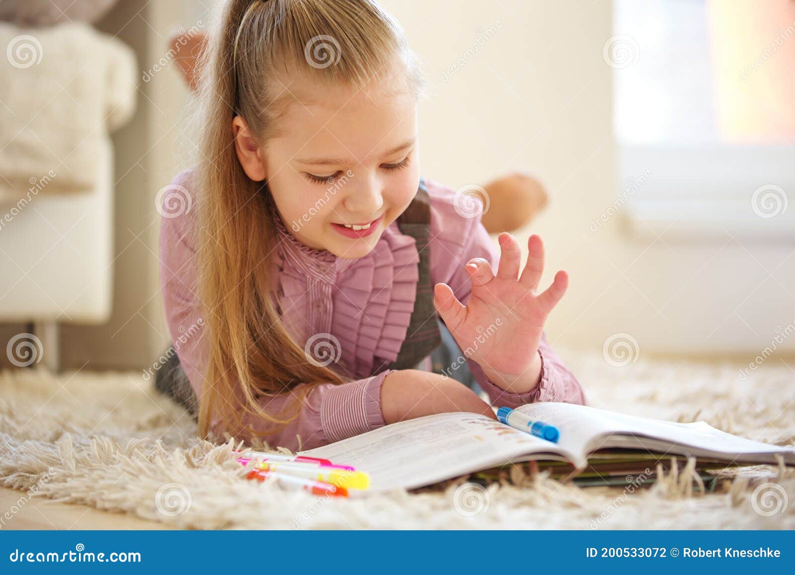 Child Does Homework for School Stock Photo - Image of intelligent, girl ...