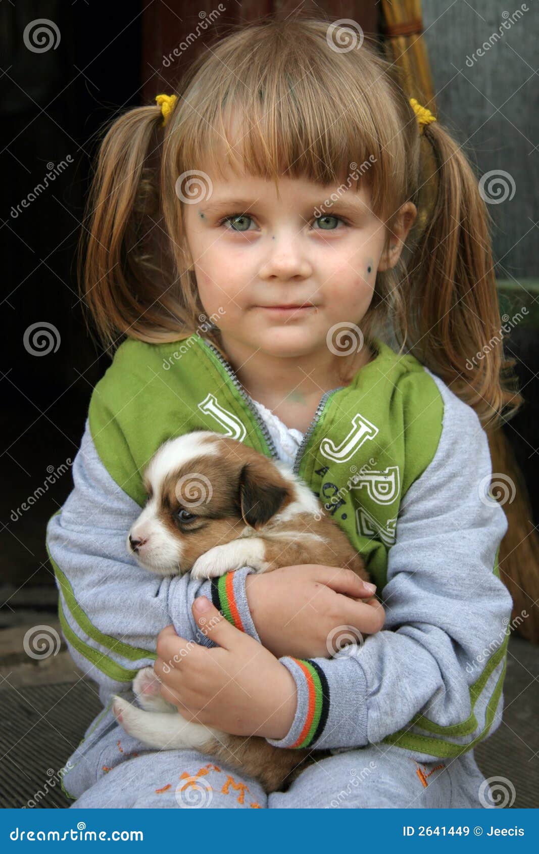 Child and dog stock image. Image of pretty, tail, eyes - 2641449